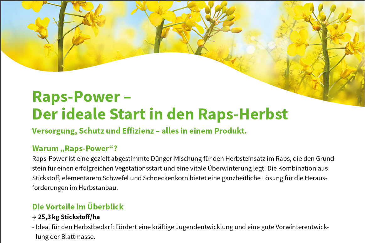 Raps-Power - Der ideale Start in den Raps-Herbst: Raiffeisen Erdinger Land